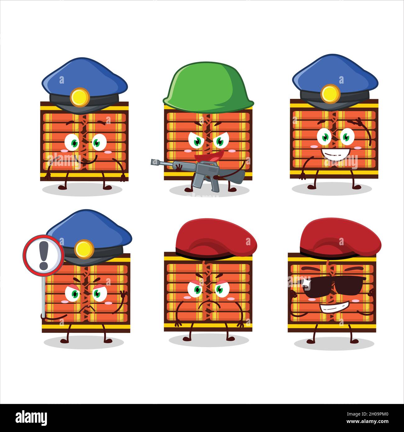 A dedicated Police officer of red firecracker string mascot design ...