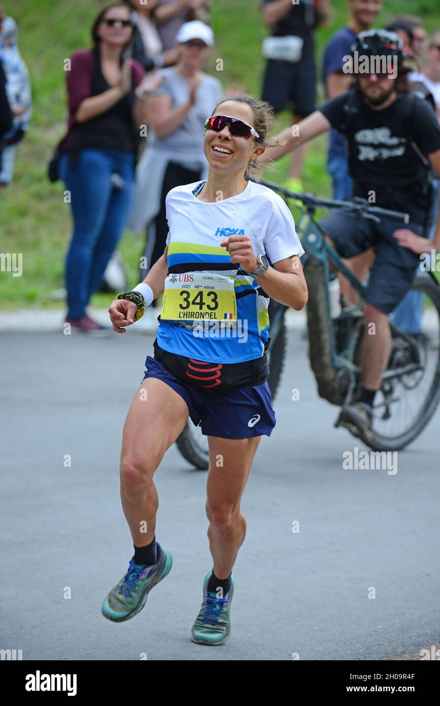Zinal, SWITZERLAND - AUGUST 7: Elite runner, Blandine L'HIRONDELLE (FRA ...