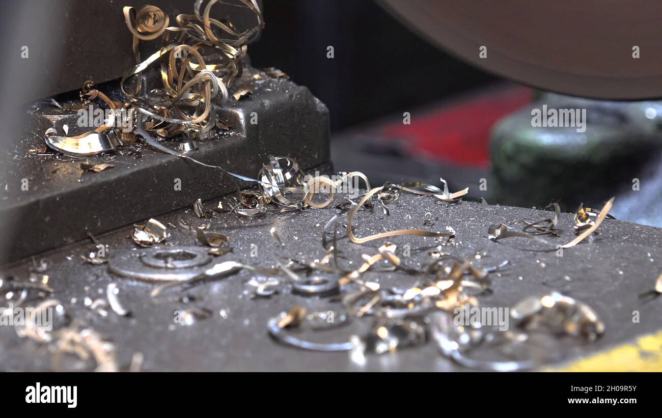 Shooting of the metal chip in workshop Stock Photo - Alamy