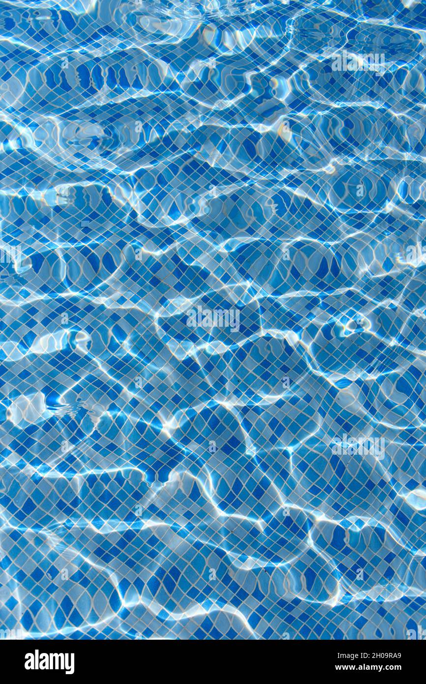 Swimming pool mosaic bottom caustics ripple like sea water and flow ...