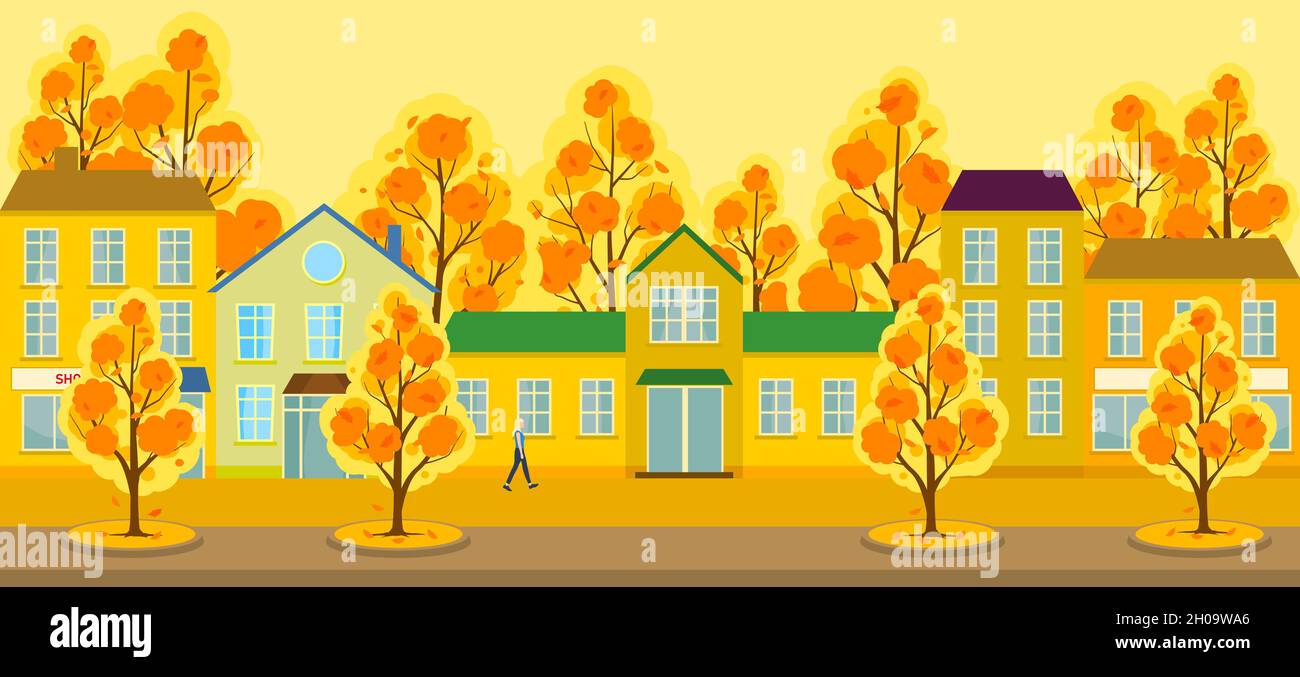 Tree alley in autumn Stock Vector Images - Alamy