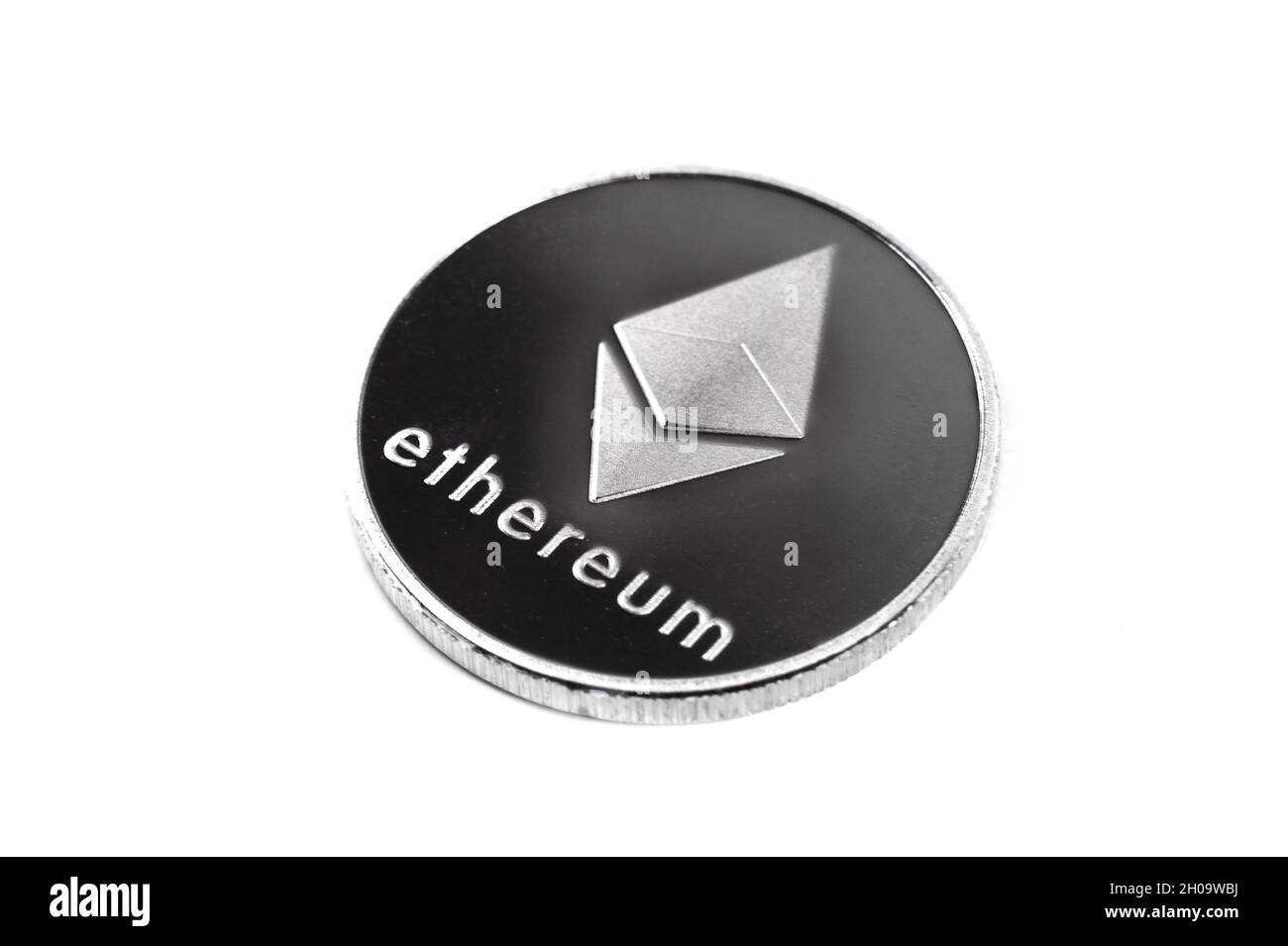 Silver Ethereum isolated on white background. Clipping path, Digital ...