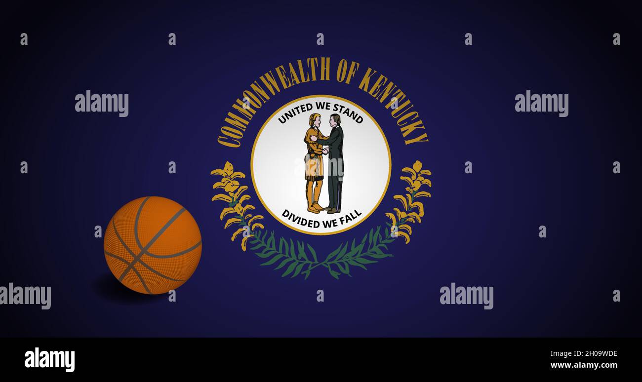 Kentucky flag with realistic basketball ball, vector Stock Vector Image ...