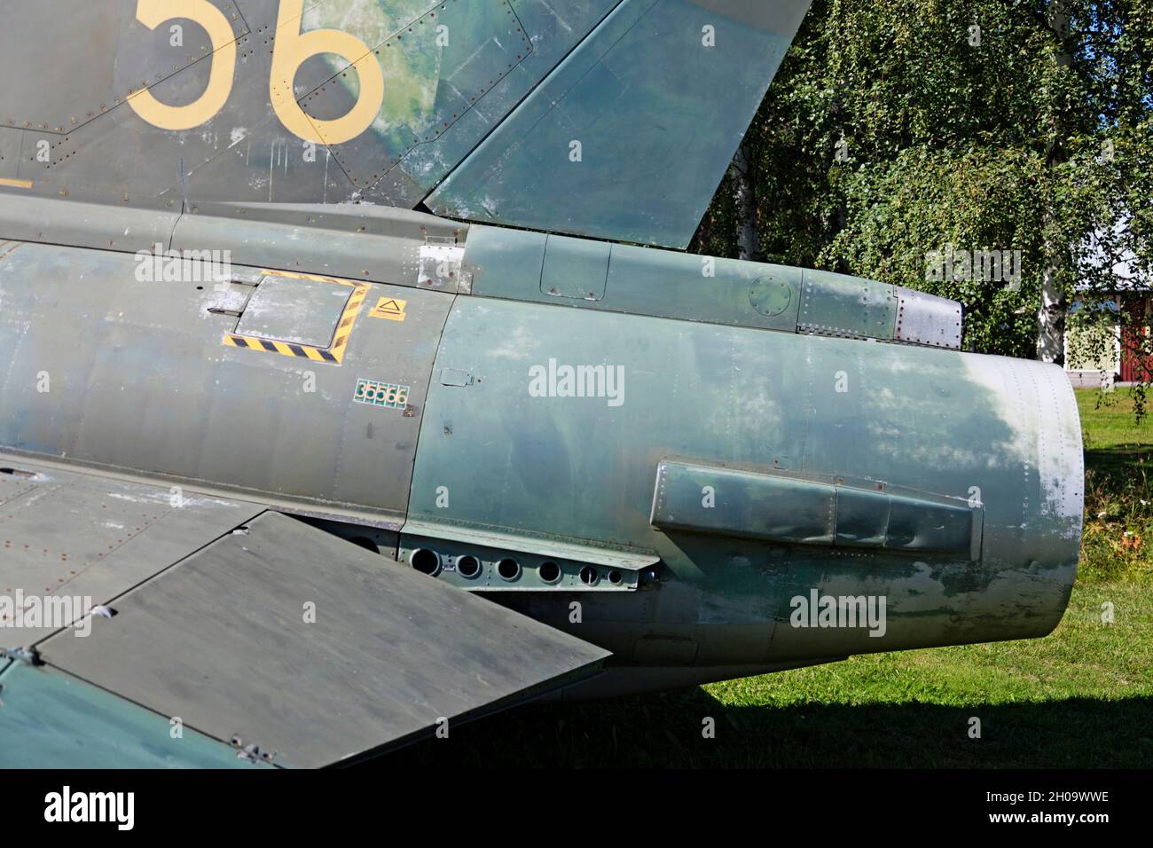 rear part of an old Swedish fighter aircraft Stock Photo - Alamy