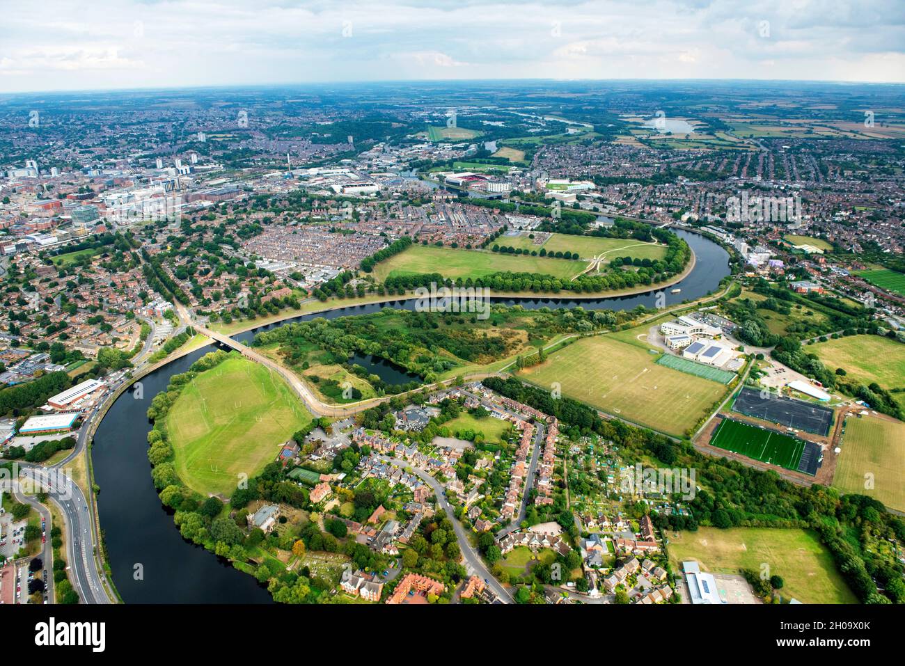 Aerial image of the River Trent in Nottingham, Nottinghamshire England ...