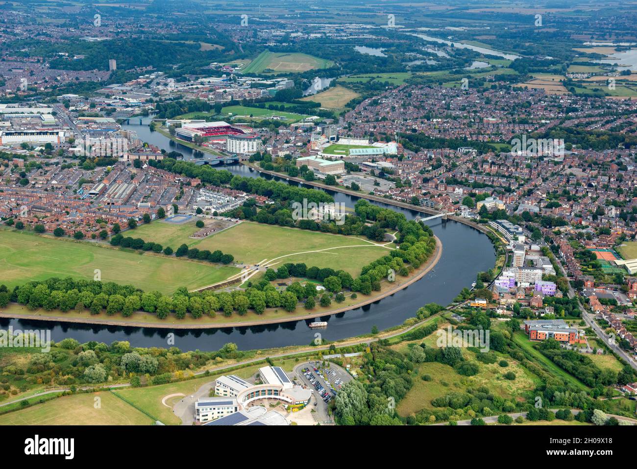 Aerial image of the River Trent in Nottingham, Nottinghamshire England ...