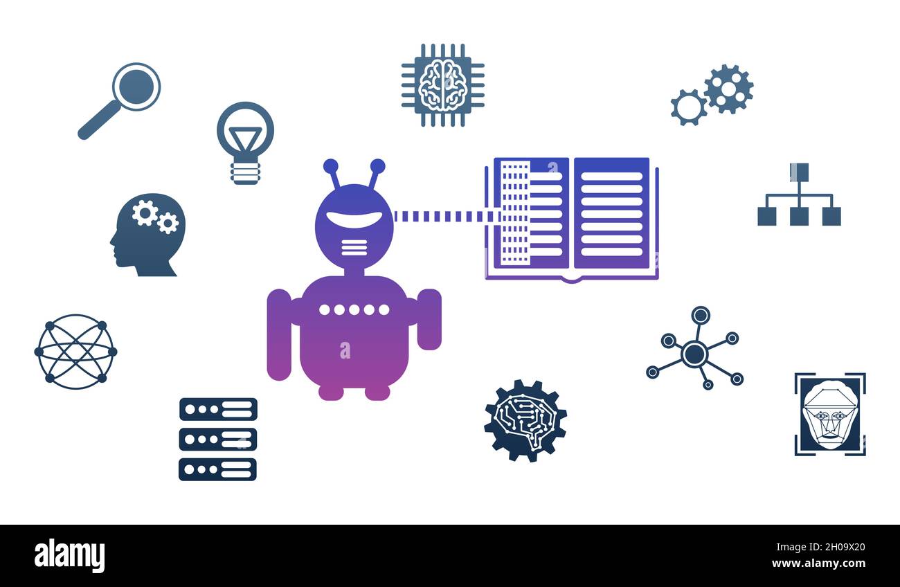 Illustration of a machine learning concept Stock Photo - Alamy