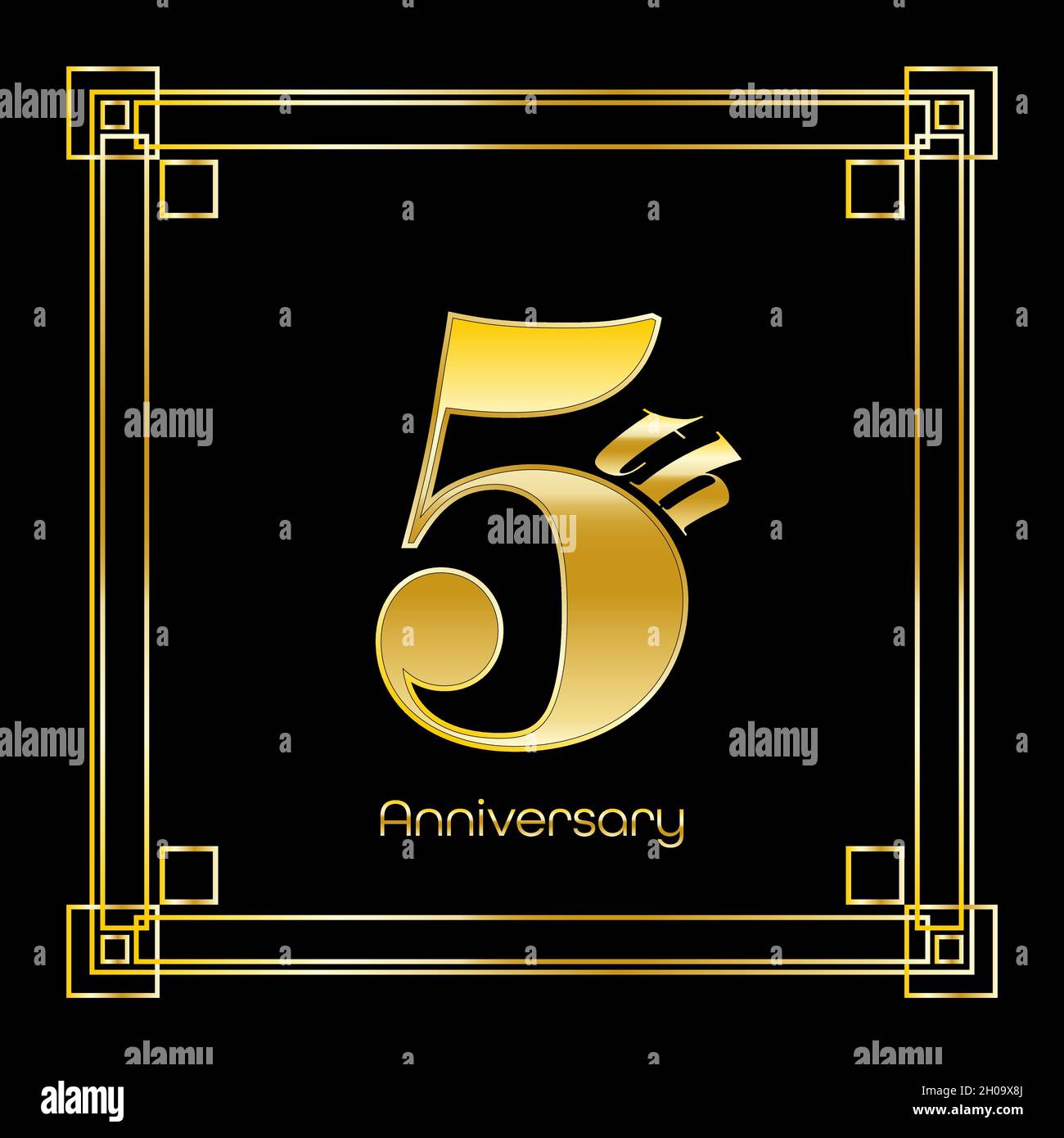 Number Five Logo Design With Square Ornament, luxury golden design ...