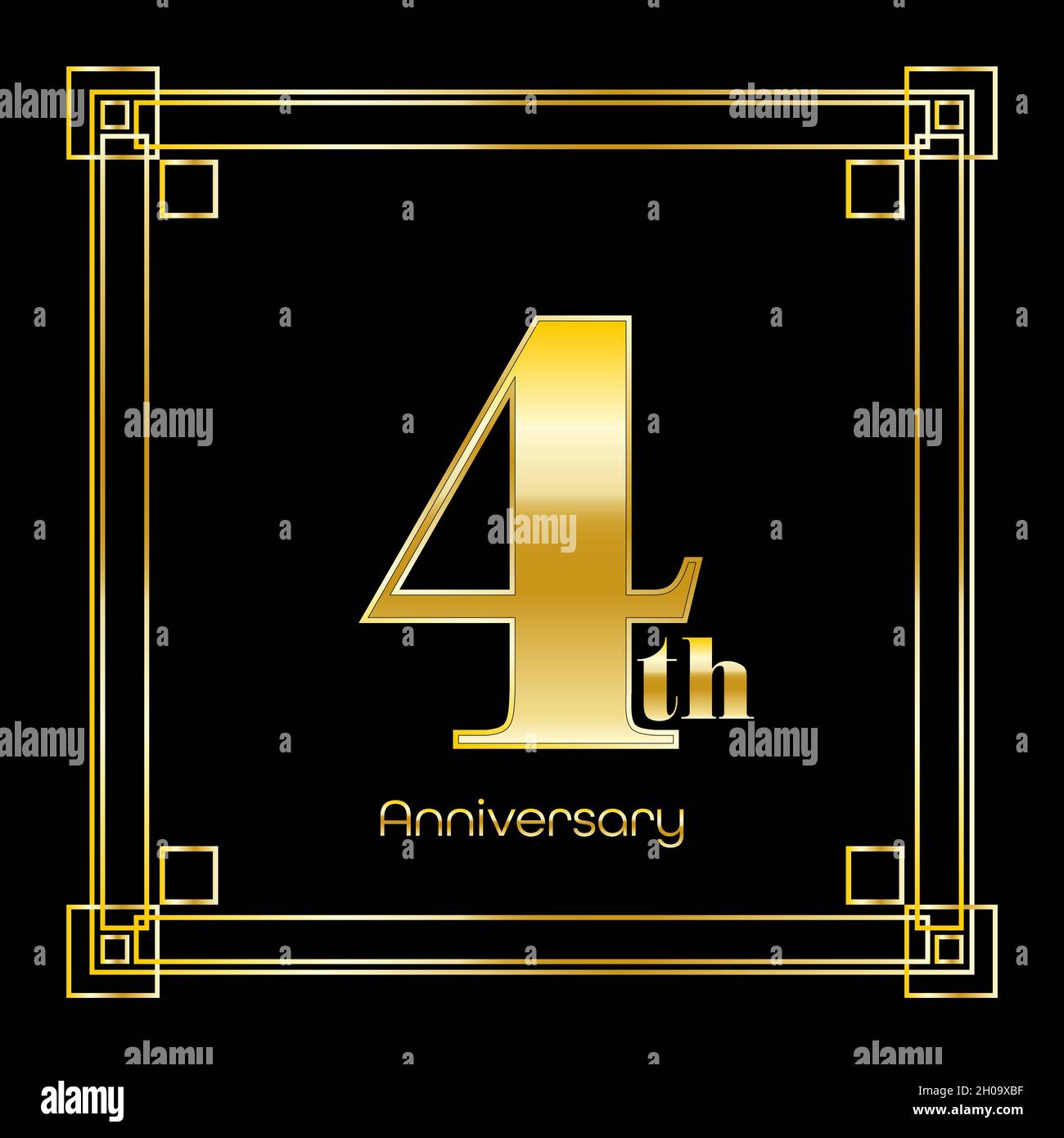 Number Four Logo Design With Square Ornament, luxury golden design ...