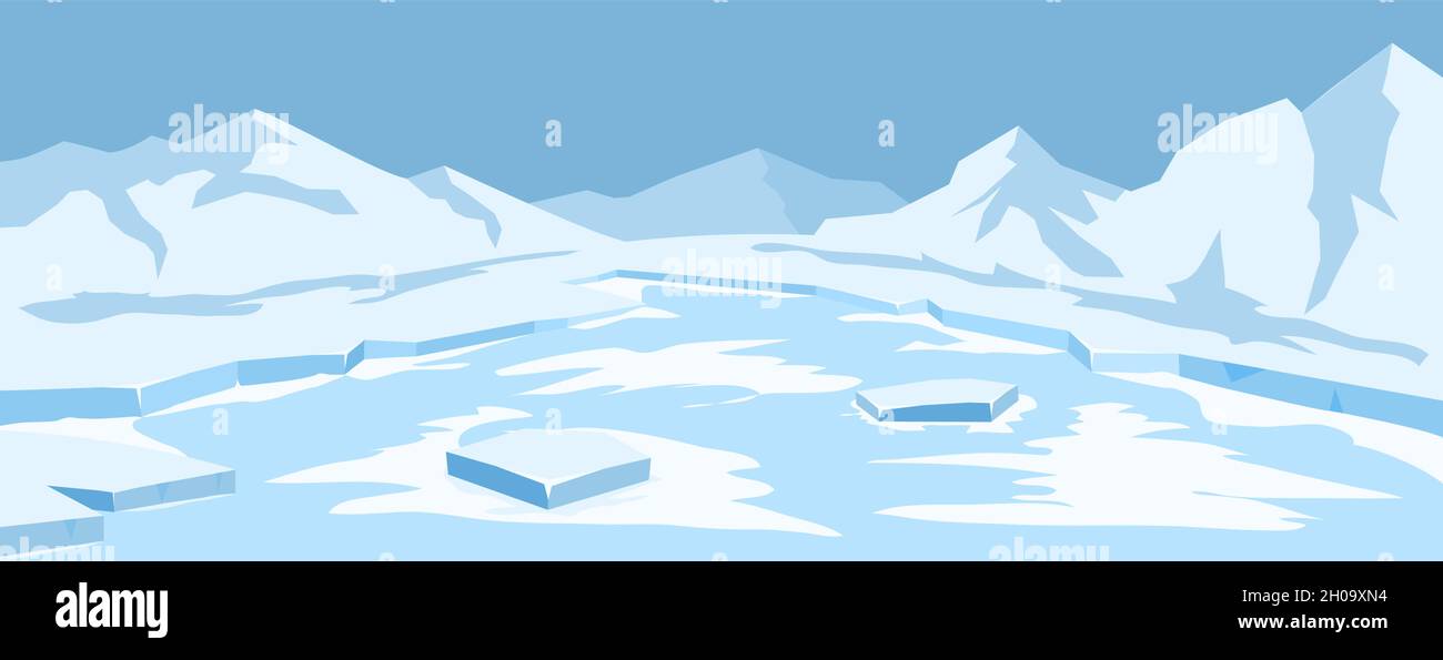 Frozen lake mountains ice Stock Vector Images - Alamy