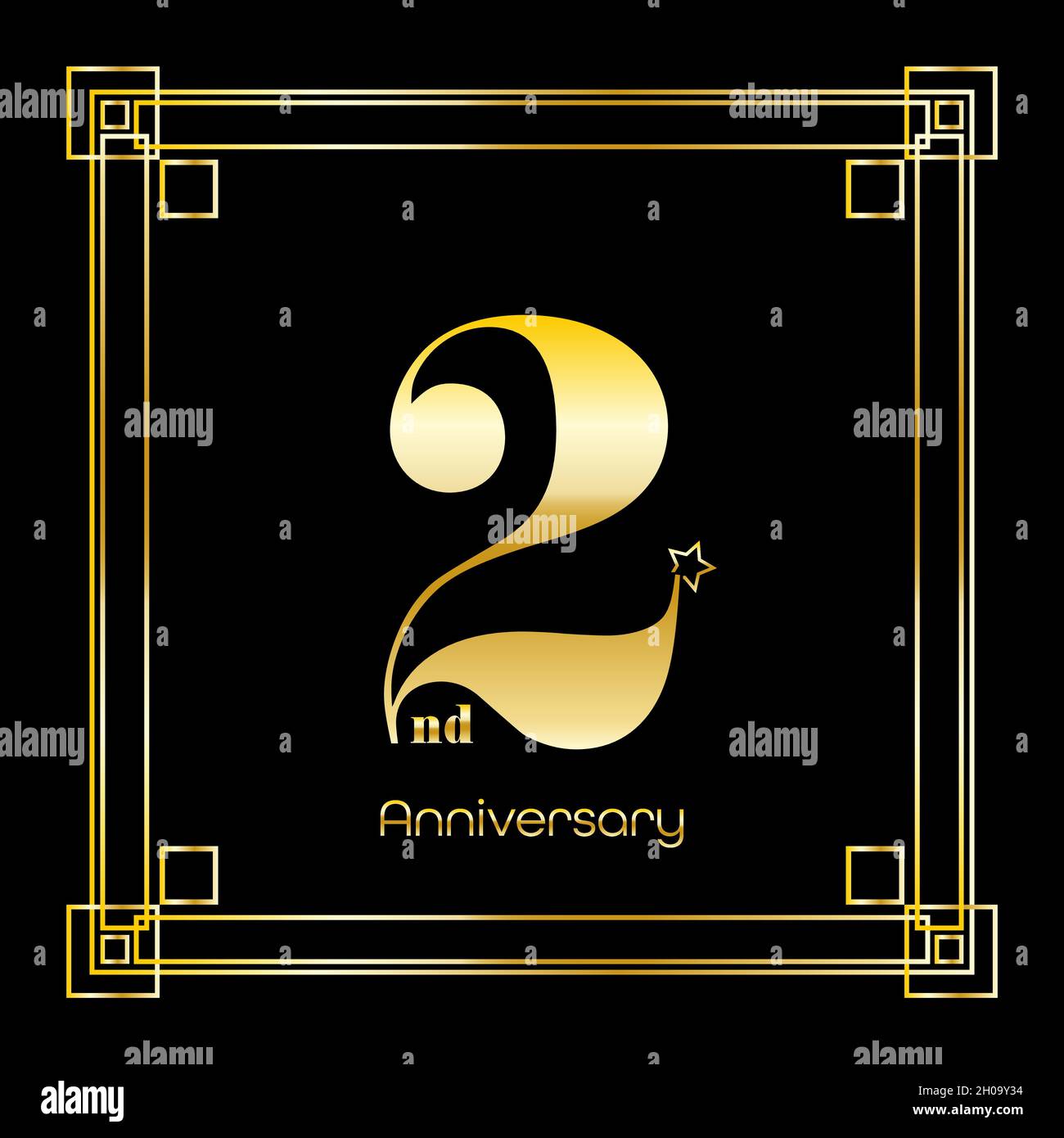 Number two Logo Design With Square Ornament, luxury golden design ...