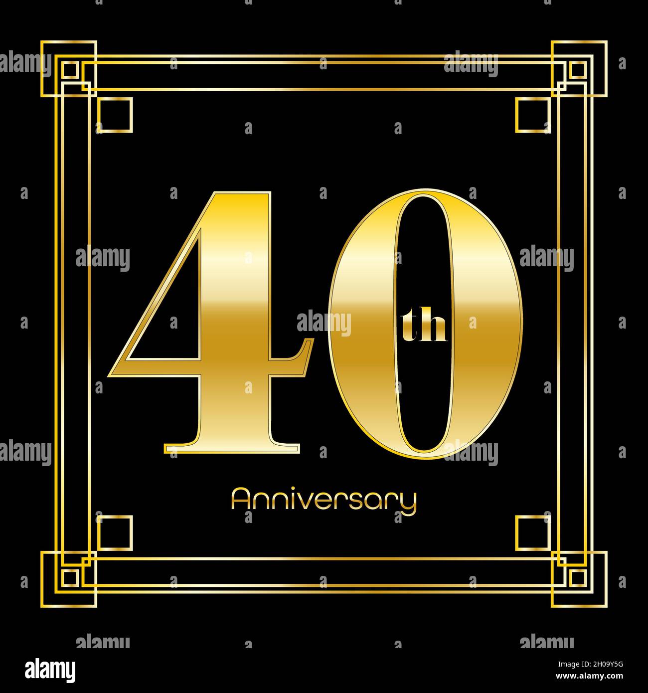 Number Forty Logo Design With Square Ornament, luxury golden design ...