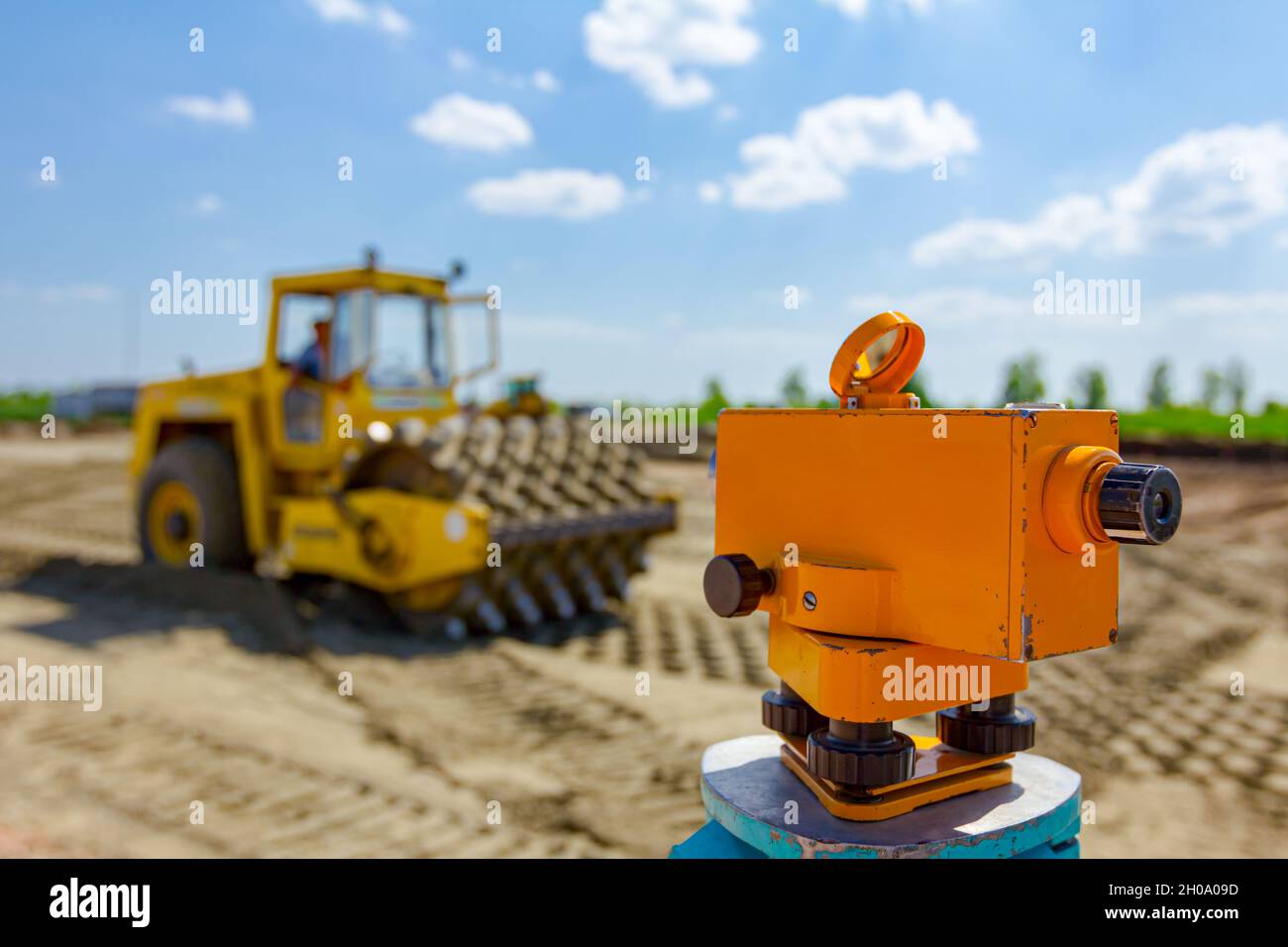 Surveyor instrument for measuring level on construction site, roller ...