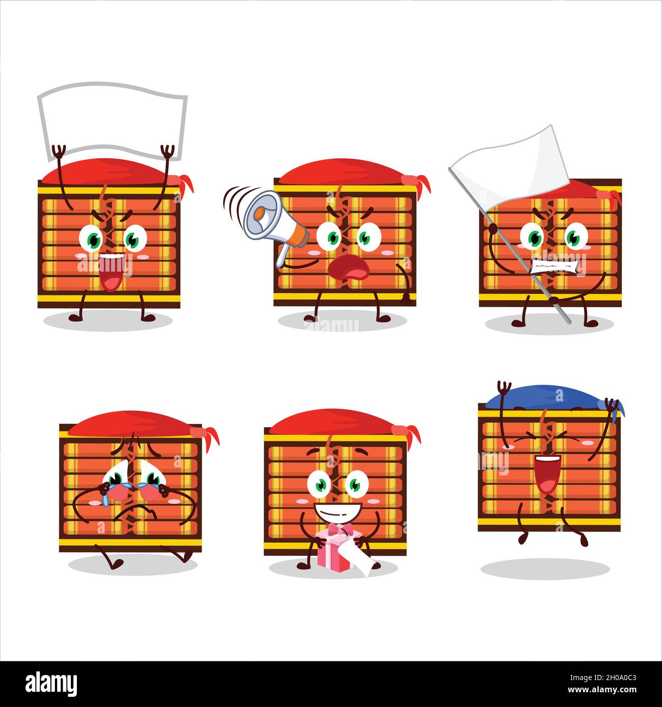 Mascot design style of red firecracker string character as an ...