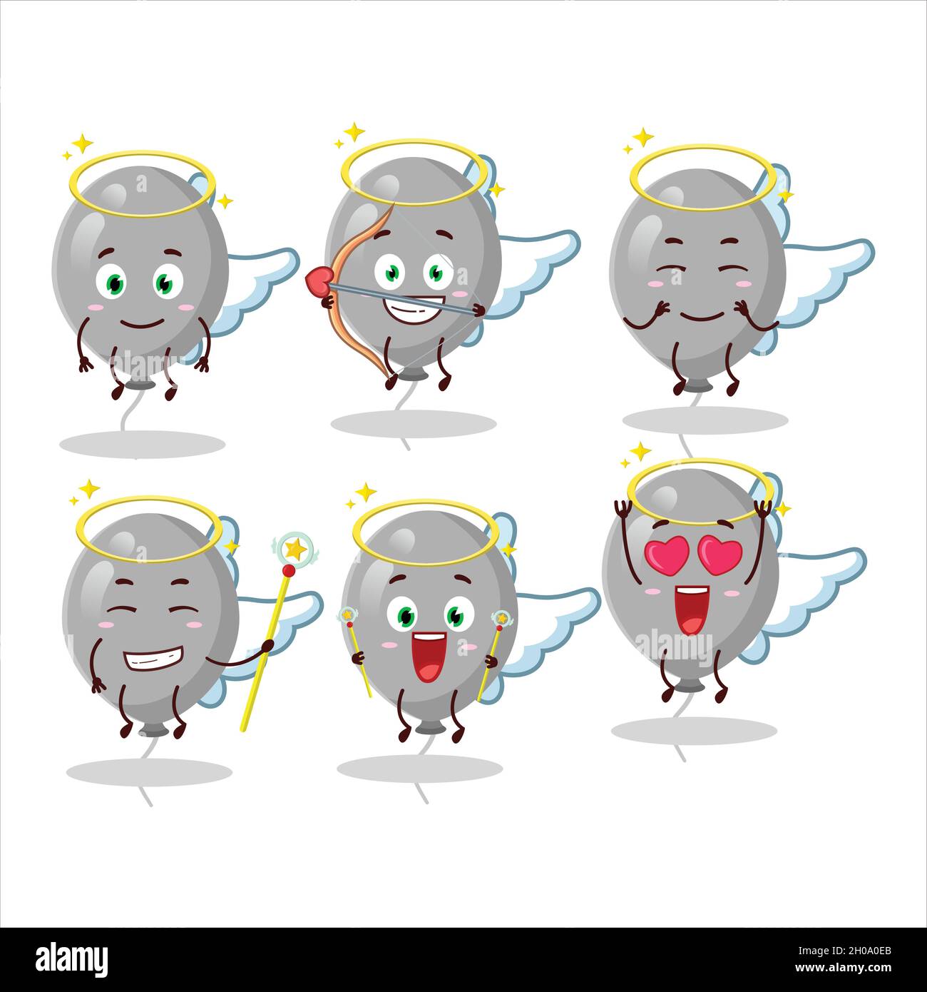 Grey balloons cartoon designs as a cute angel character. Vector ...