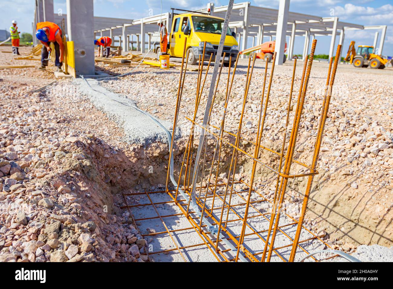 Under construction lightning conductor system as a part of basic metal ...
