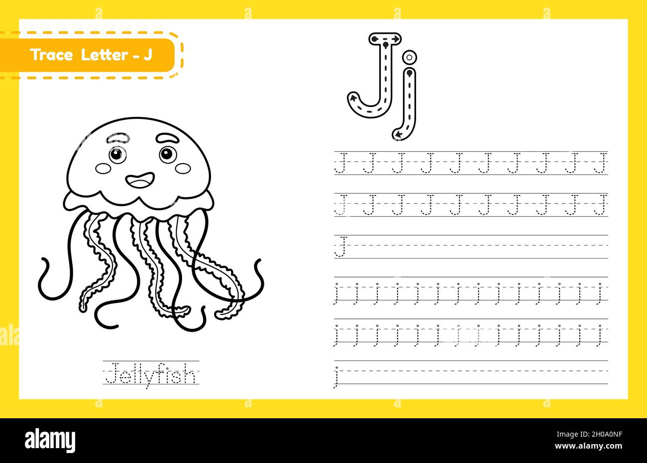 Trace letter J uppercase and lowercase. Alphabet tracing practice ...