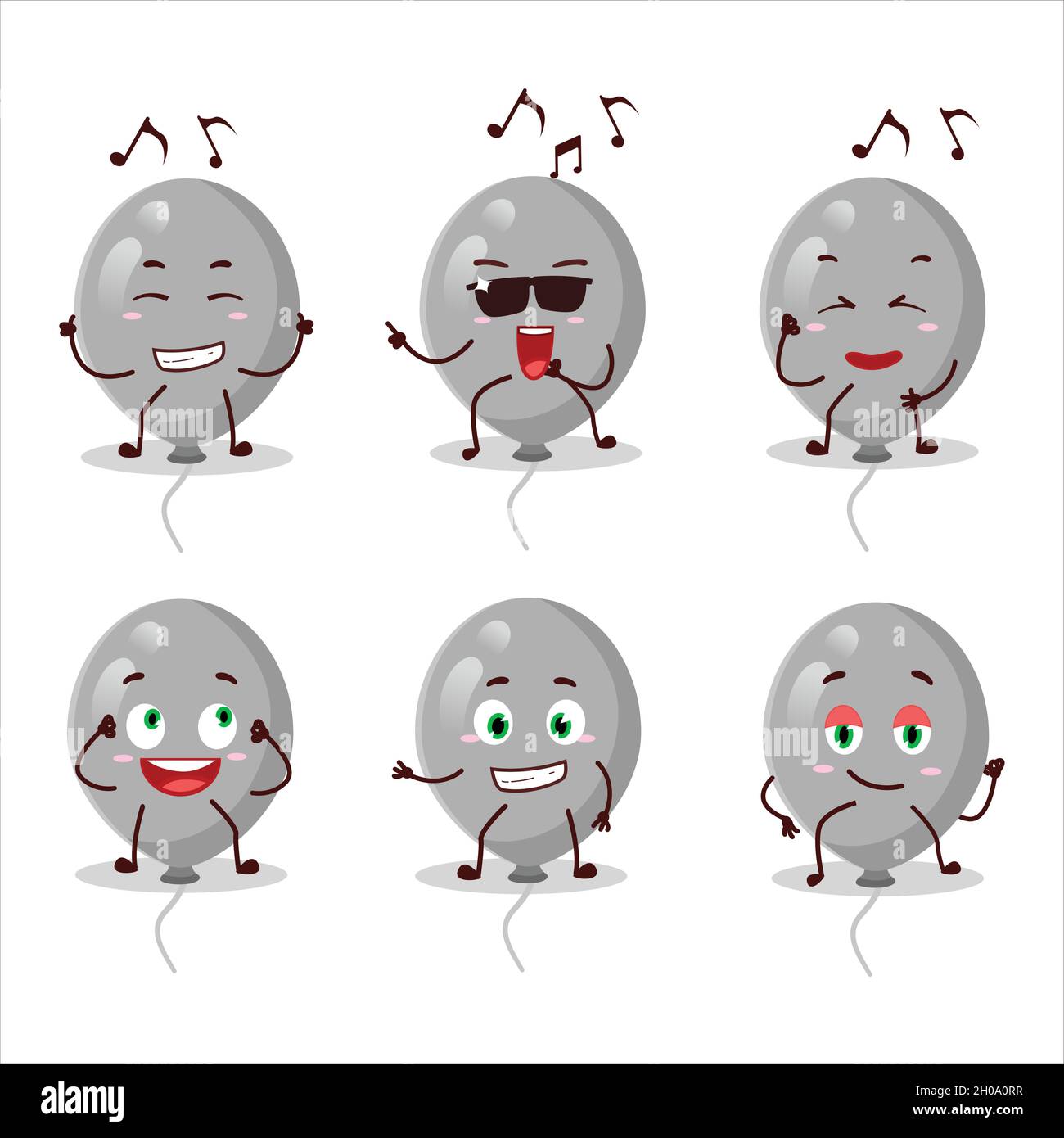 An image of grey balloons dancer cartoon character enjoying the music ...