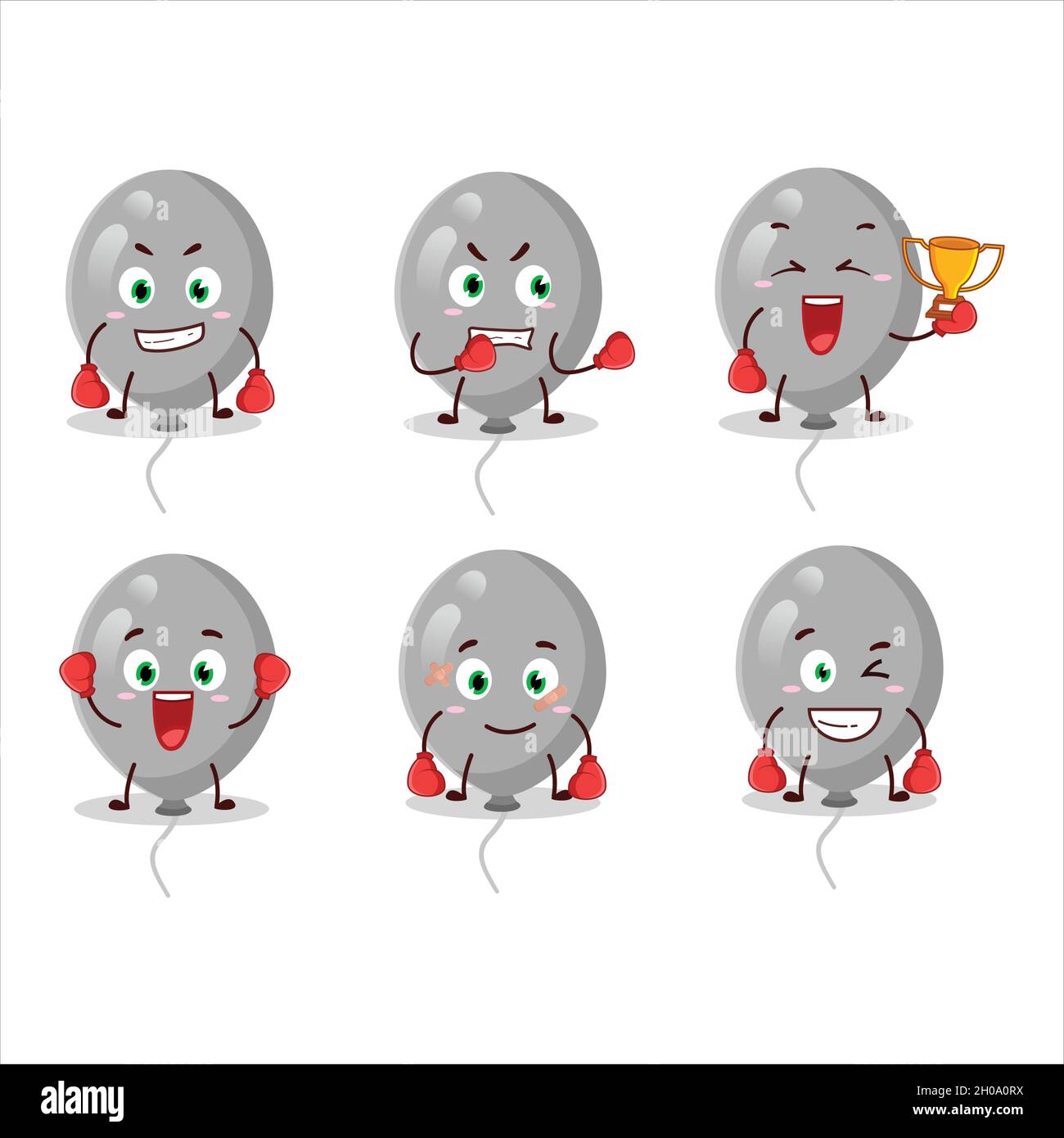 A sporty grey balloons boxing athlete cartoon mascot design. Vector ...
