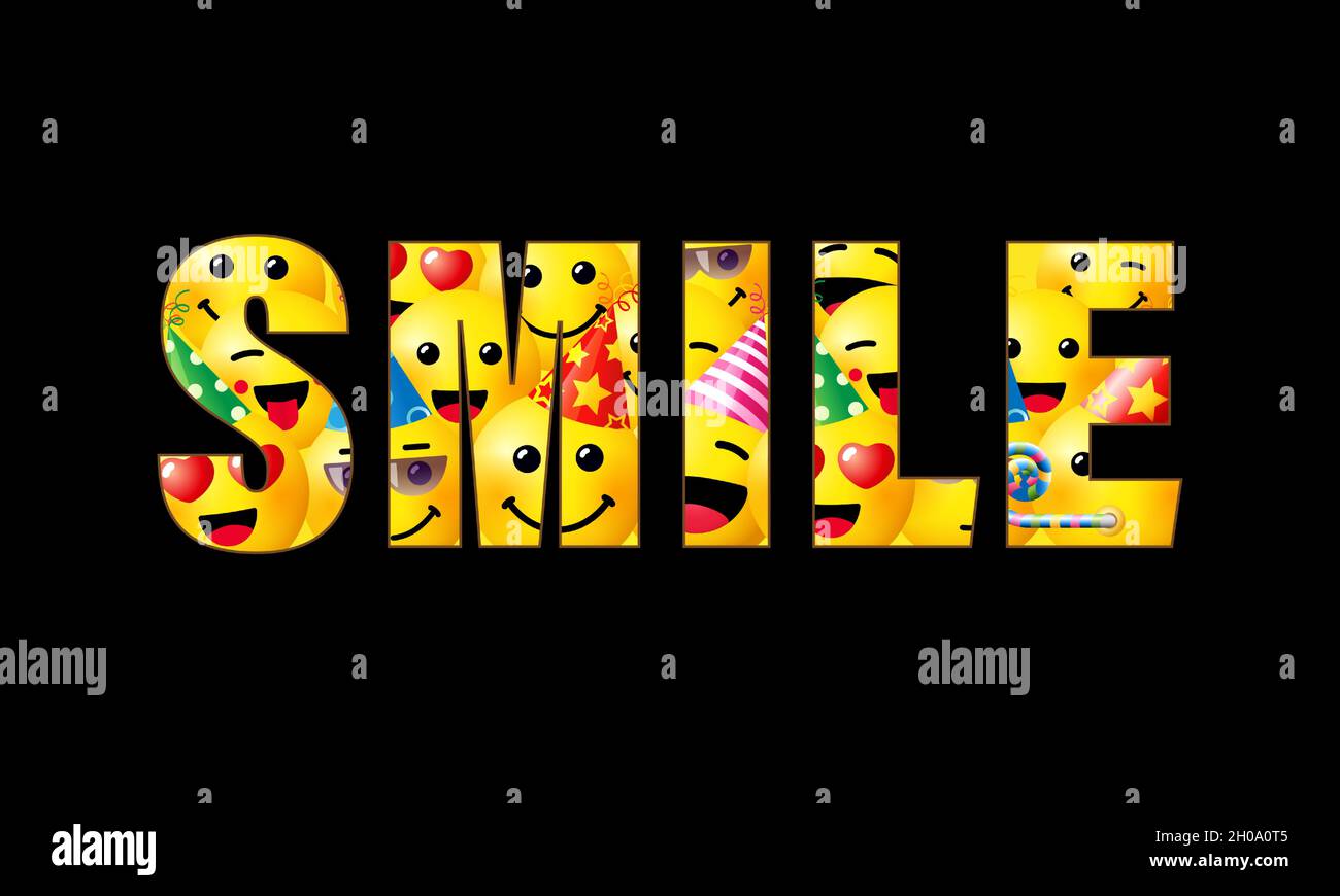 Smile slogan for t shirt print design. Seamless pattern of happy face ...