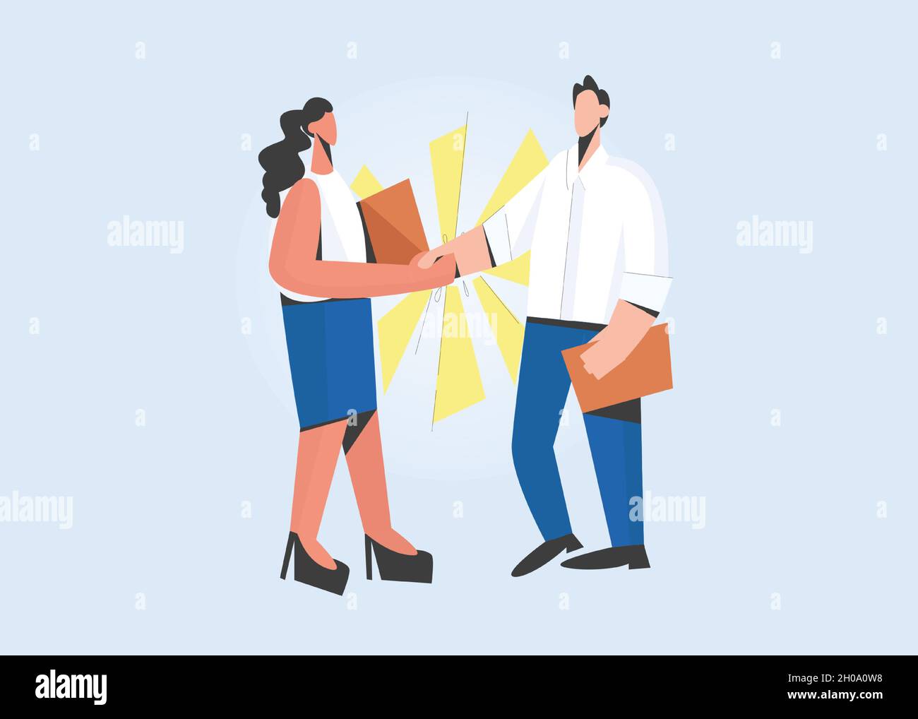 Diverse people shake hand get acquainted greeting at work interview in ...