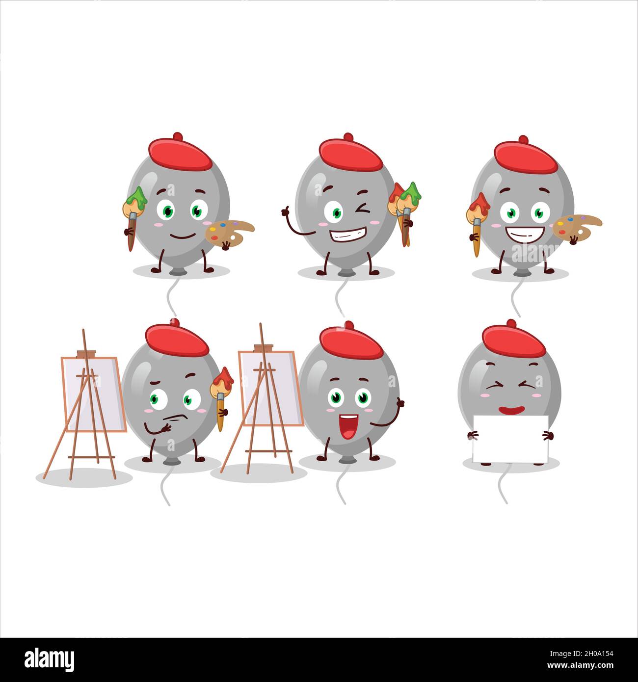 Artistic Artist of grey balloons cartoon character painting with a ...
