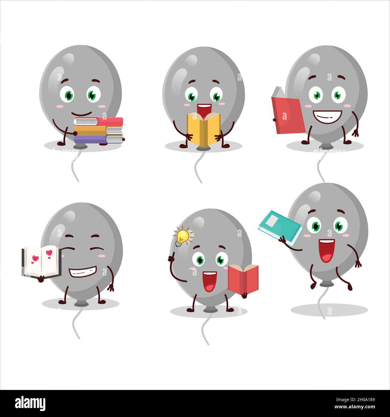 A picture of grey balloons cartoon character concept reading an amusing ...
