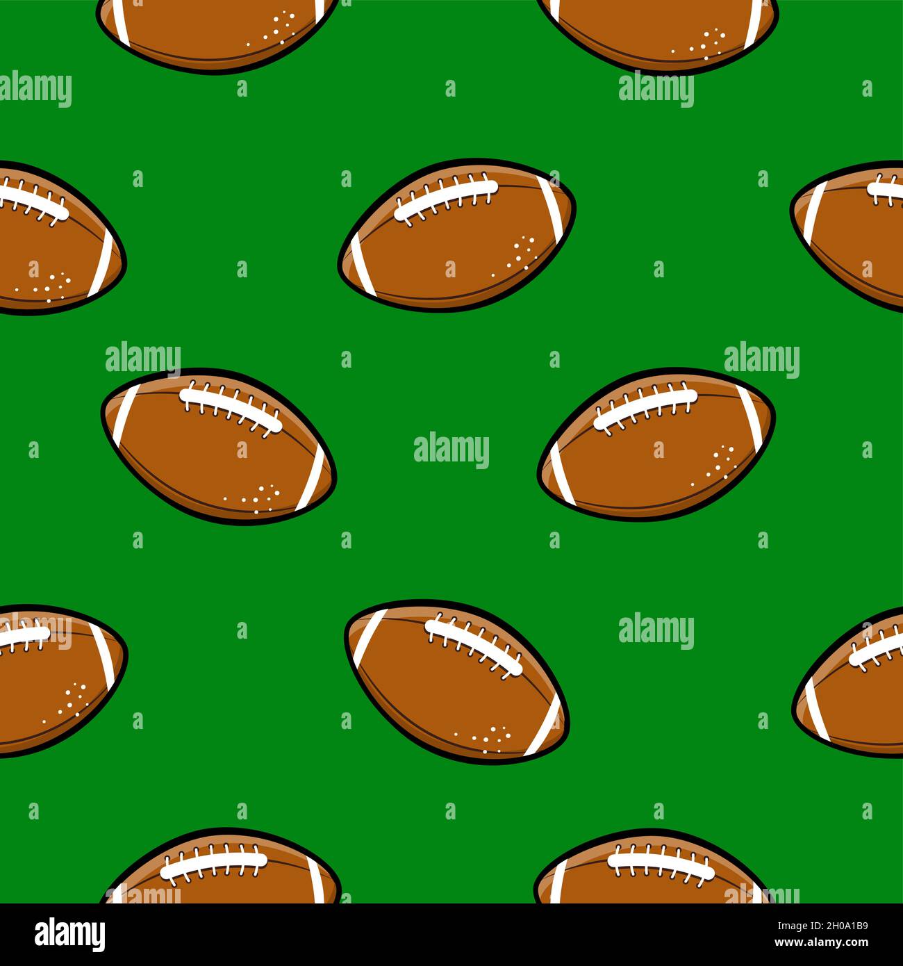 American football, rugby seamless pattern with many balls - funny hand ...