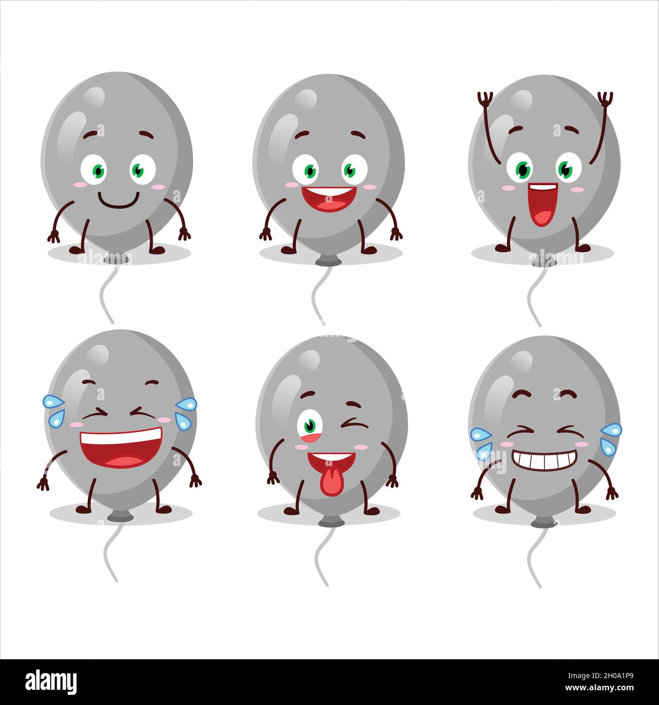 Cartoon character of grey balloons with smile expression. Vector ...