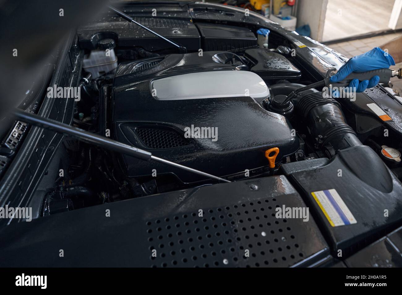 Manual car wash engine with pressure water in auto service Stock Photo ...