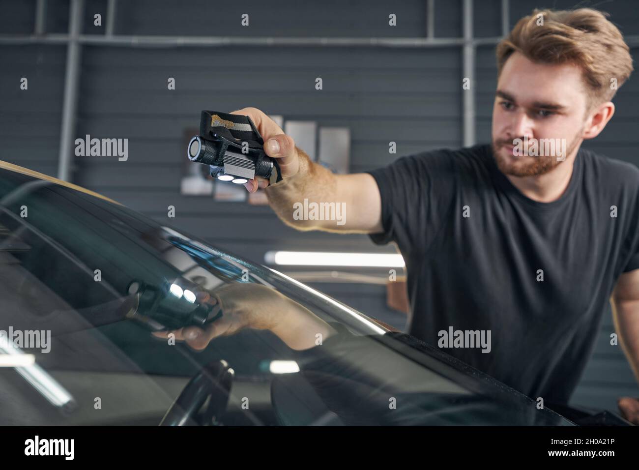 Service master control cleaning during auto detailing at maintenance ...