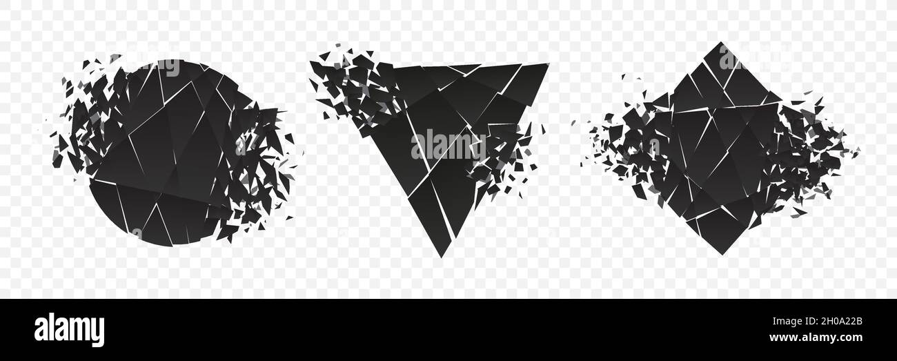 Shape explosion broken and shattered flat style design vector ...