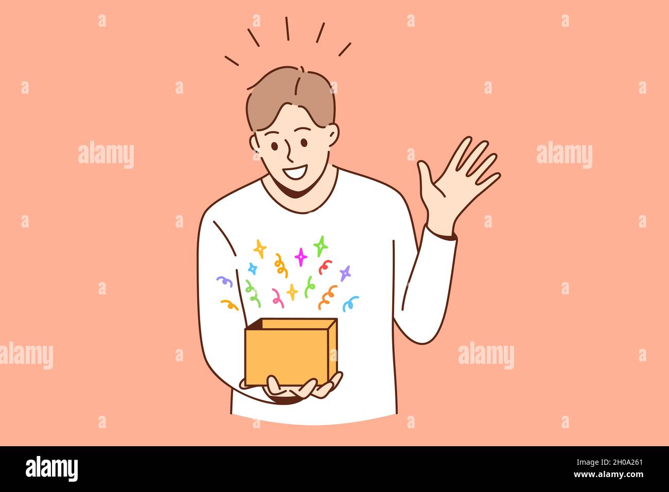 Feeling surprised and amazed concept. Young smiling boy man cartoon ...