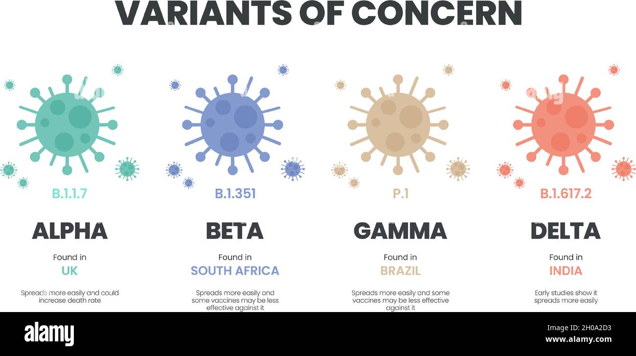 Illustrator vector of the COVID-19 virus. New Variants of Concern ...