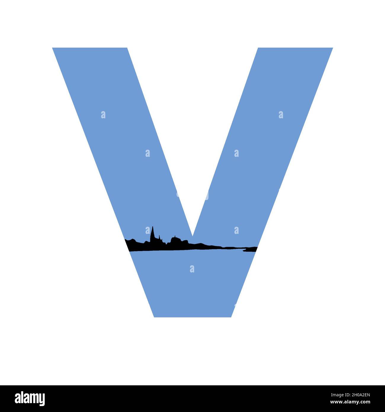 Letter V In Blue