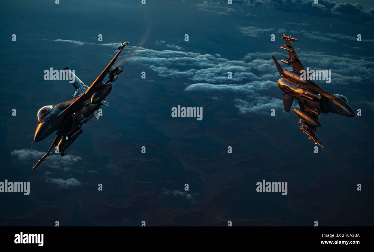 F-16 Fighting Falcons based in the Central Command area of operations ...