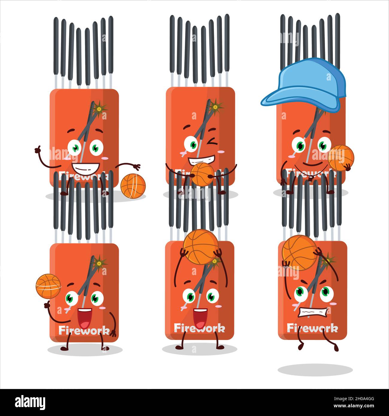 Talented firework cartoon character as a basketball athlete. Vector ...