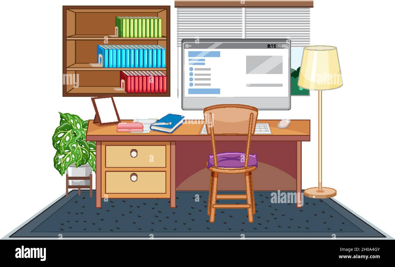 Workroom furniture set on white background illustration Stock Vector ...