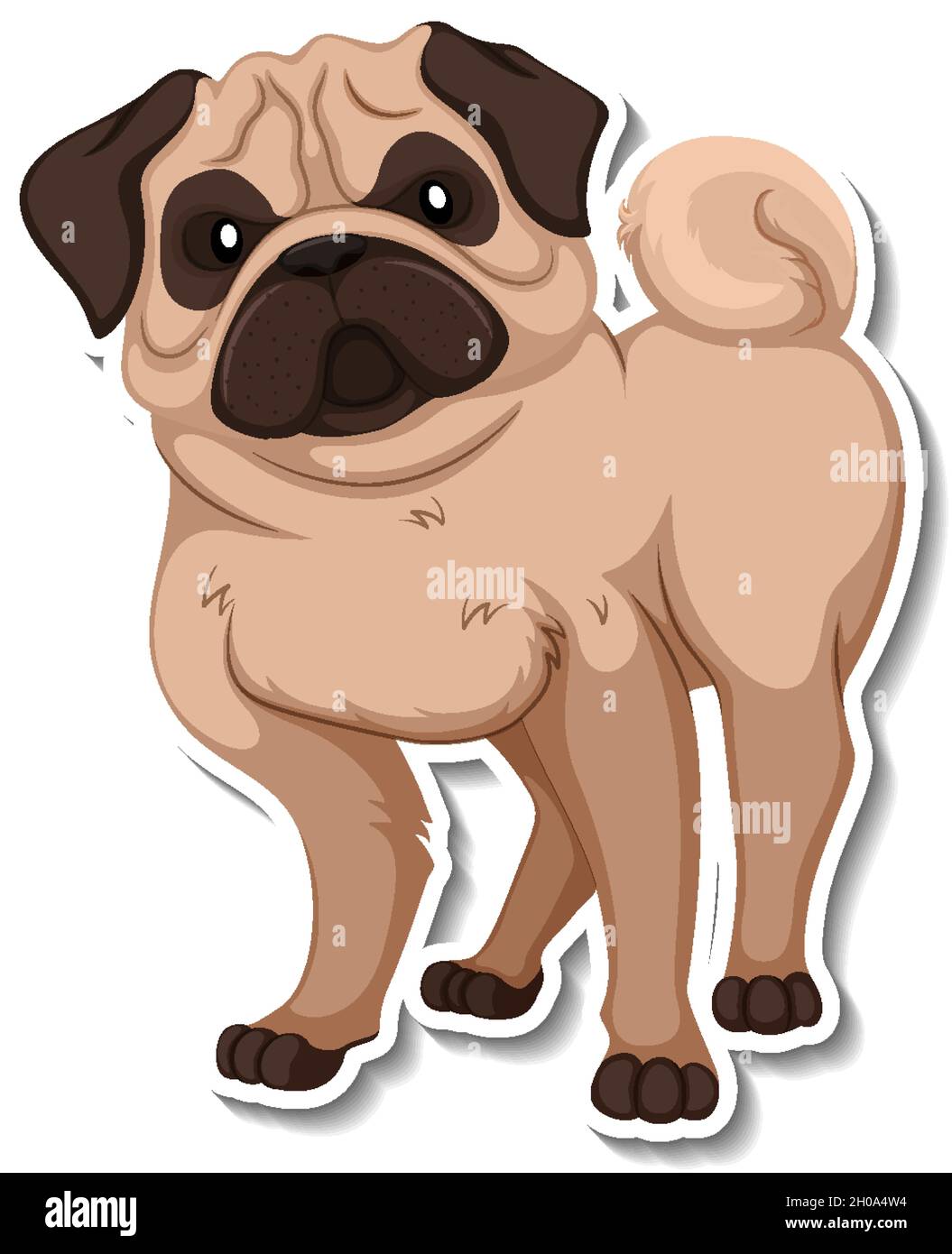 A sticker template of dog cartoon character illustration Stock Vector ...