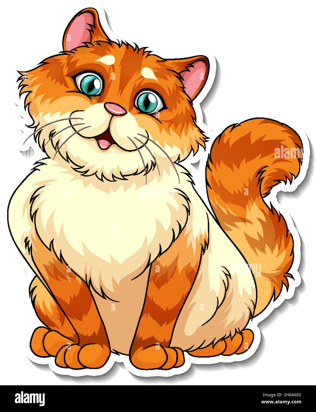 A sticker template of cat cartoon character illustration Stock Vector ...