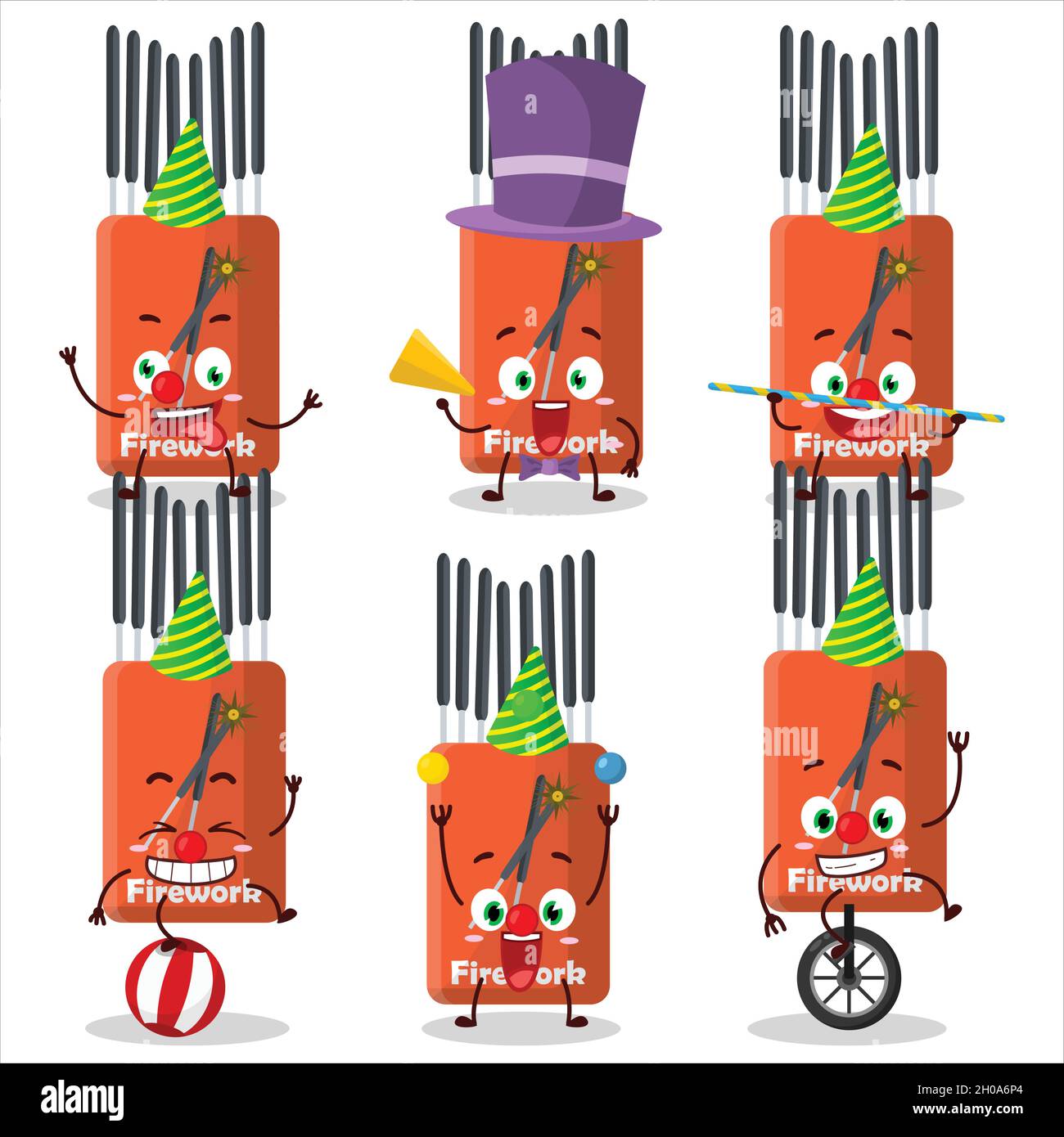 Cartoon character of firework with various circus shows. Vector ...