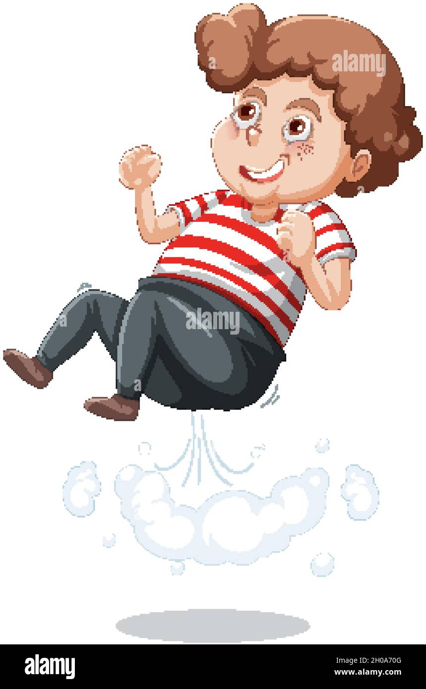 A boy jumping cartoon character sticker illustration Stock Vector Image ...