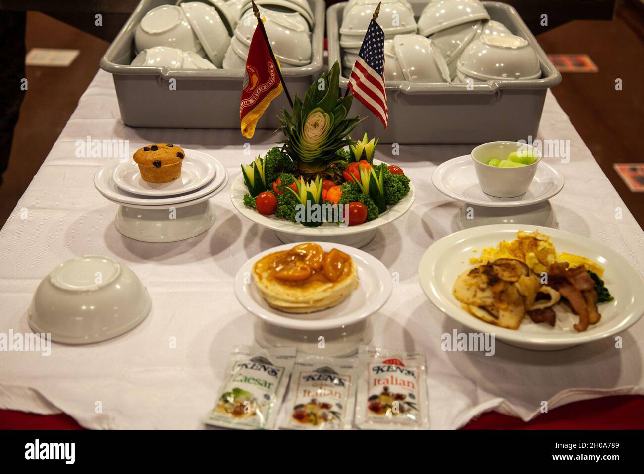 Food is displayed during Col. Jeffrey L. Hammond, Commanding Officer ...