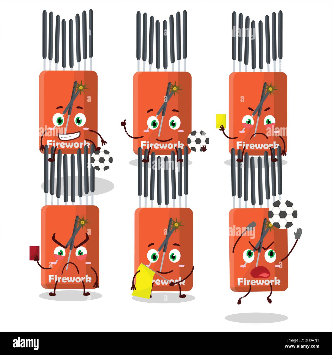 Firework cartoon character working as a Football referee. Vector ...
