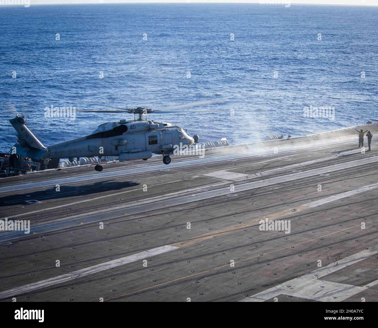 PACIFIC OCEAN (Jan. 6, 2021) – An MH-60R Sea Hawk, assigned to the ...