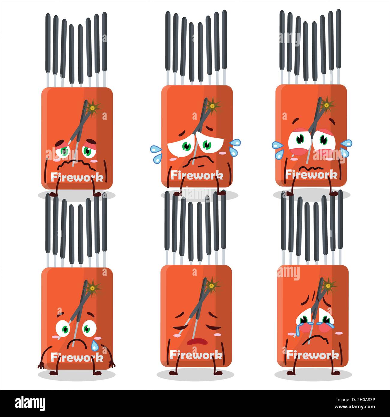Firework cartoon in character with sad expression. Vector illustration ...