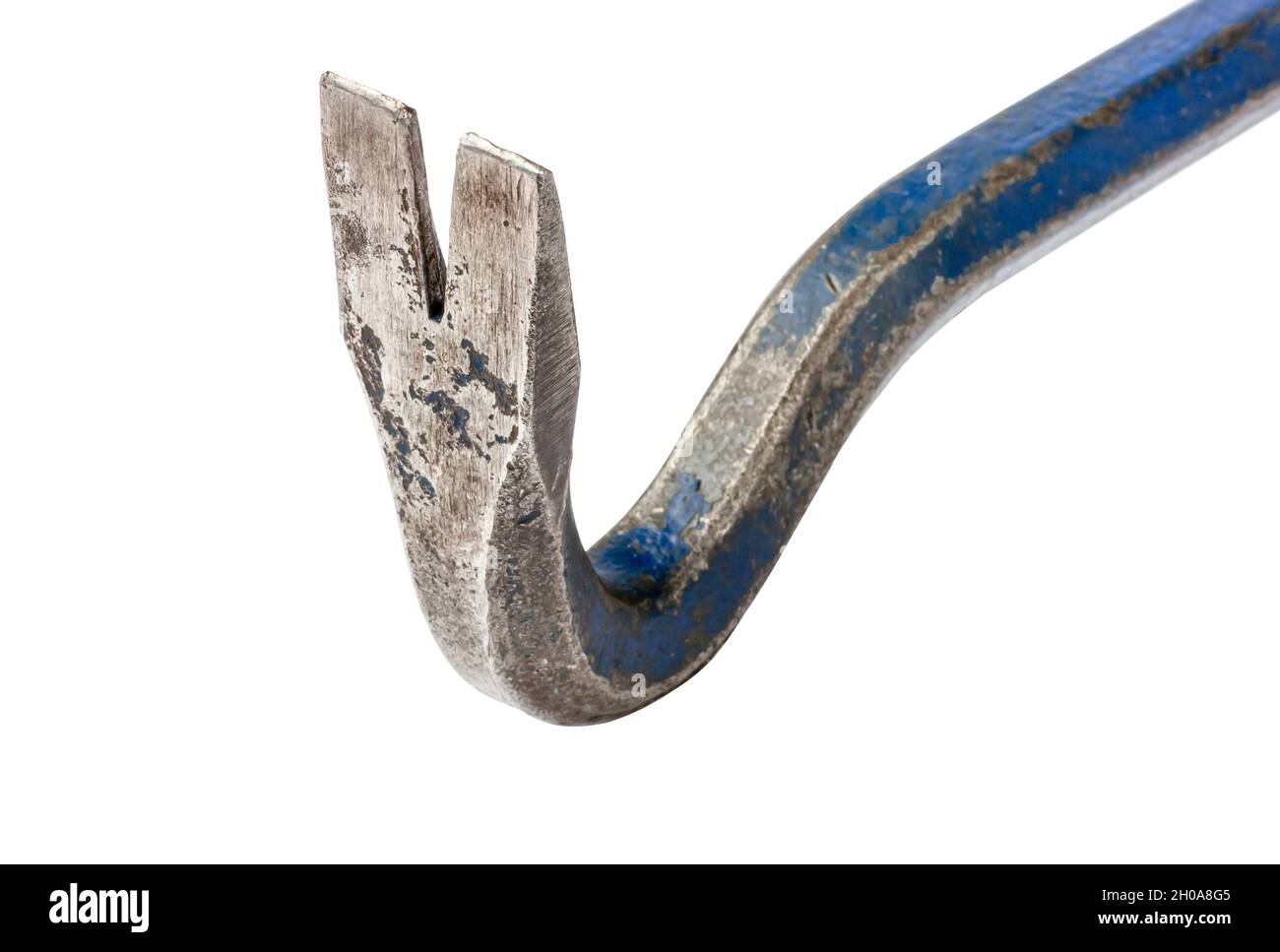 Steel crowbar on a white background. Tool for pulling out nails Stock ...