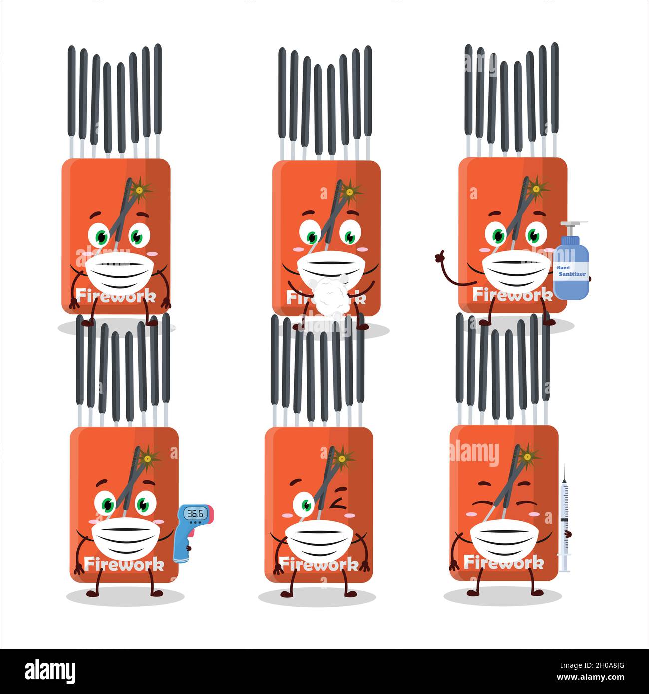 A picture of firework cartoon design style keep staying healthy during ...