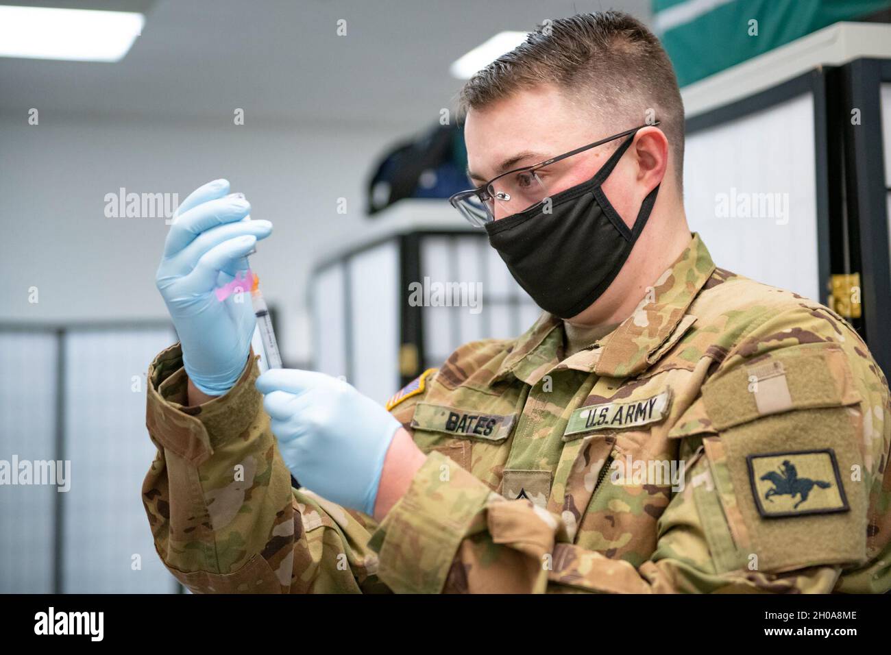 U.S. Army Sgt. Corey Bates of the Wyoming Army National Guard’s Medical ...