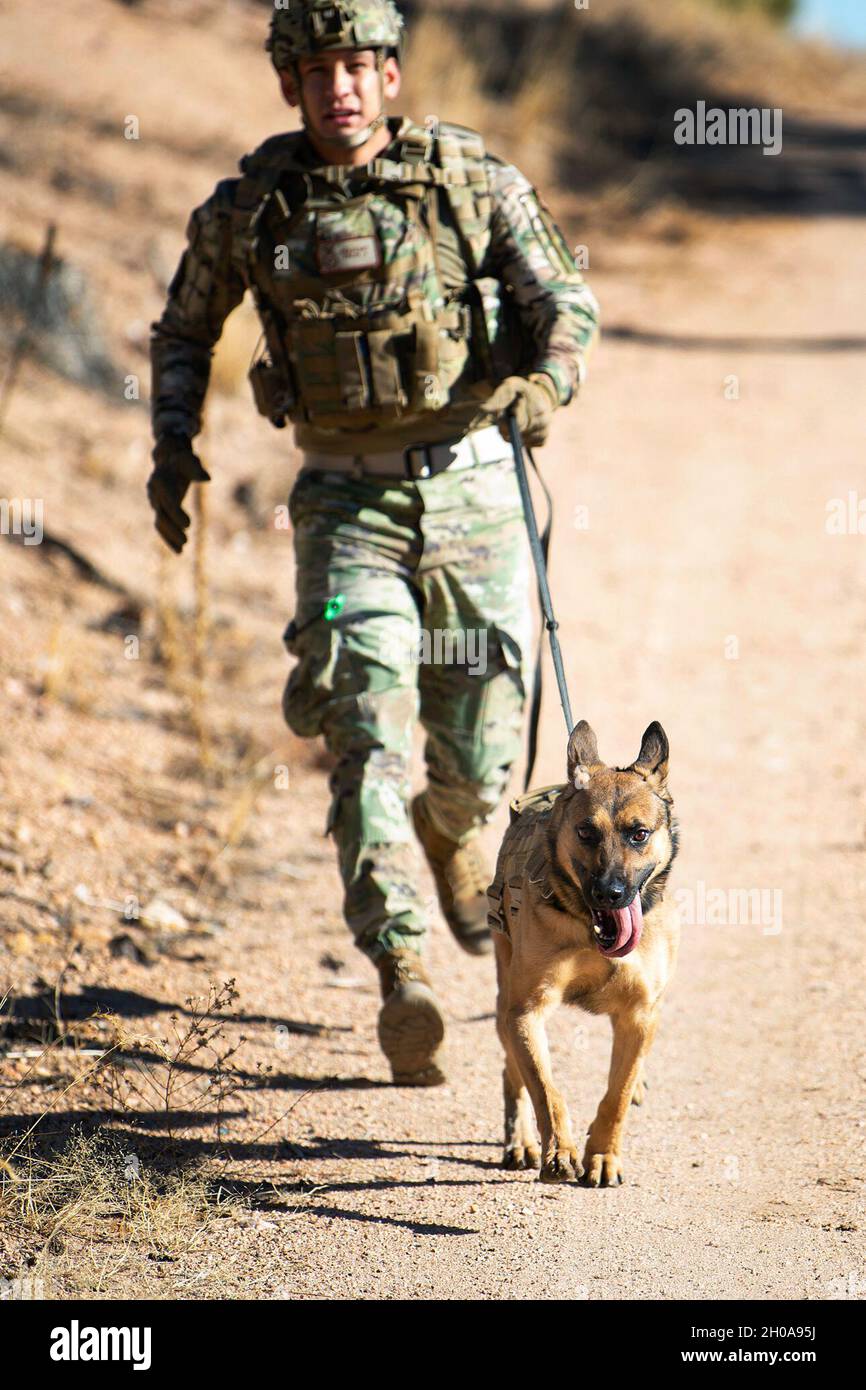 U.S. AIR FORCE ACADEMY, Colo. – Military Working Dog, Feri, is guiding ...